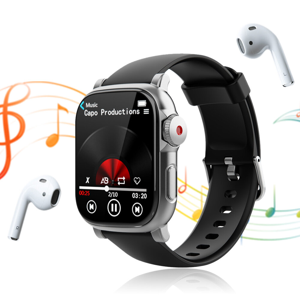 Milochic Смарт-часы MP3-плеер часы Bluetooth 5.4 сенсорный экран музыкальный плеер портативный плеер для мужчин женщин, 32GB