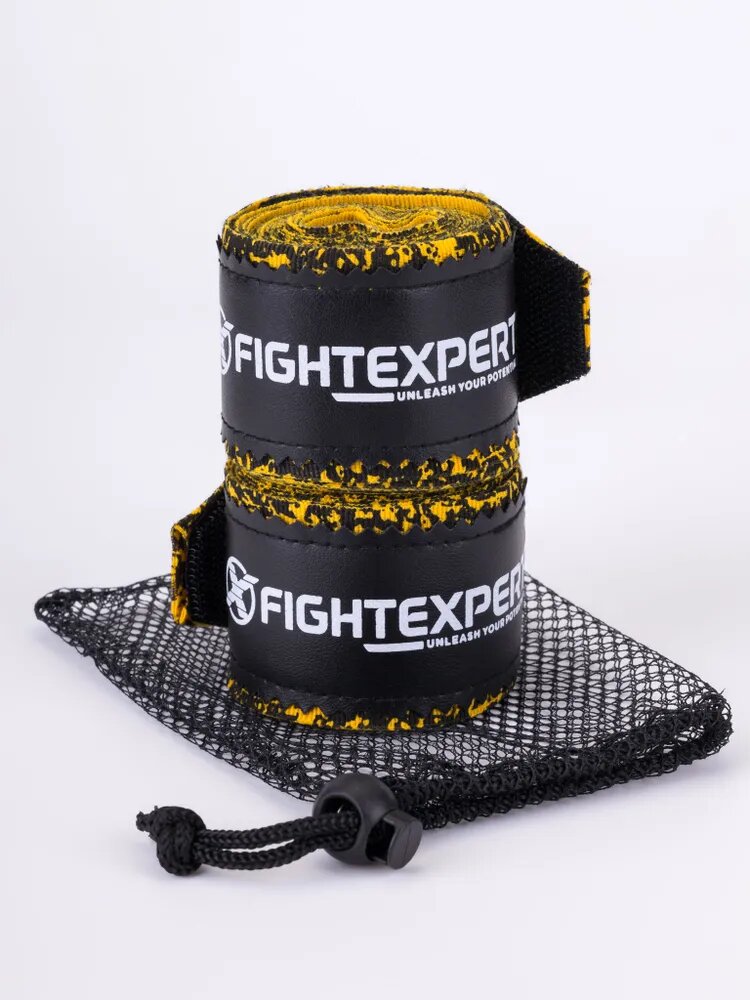 Профессиональный боксерский бинт Fight Expert Fancy желто-черный 3,5 метра