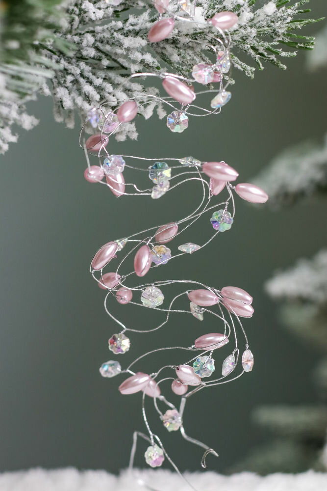 Гирлянда на серебристой проволоке ювелирная нежность, розовая, 180 см, Swerox H864-P