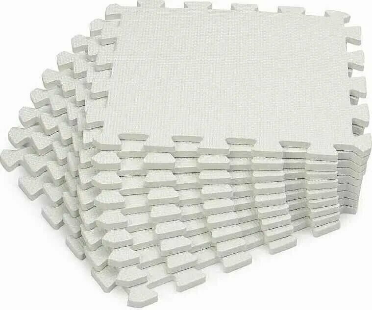 Детский коврик-пазл WellMat (Meitoku) "Белый" 30x30x1 см (8 шт.) с окантовкой игровой развивающий для ползания