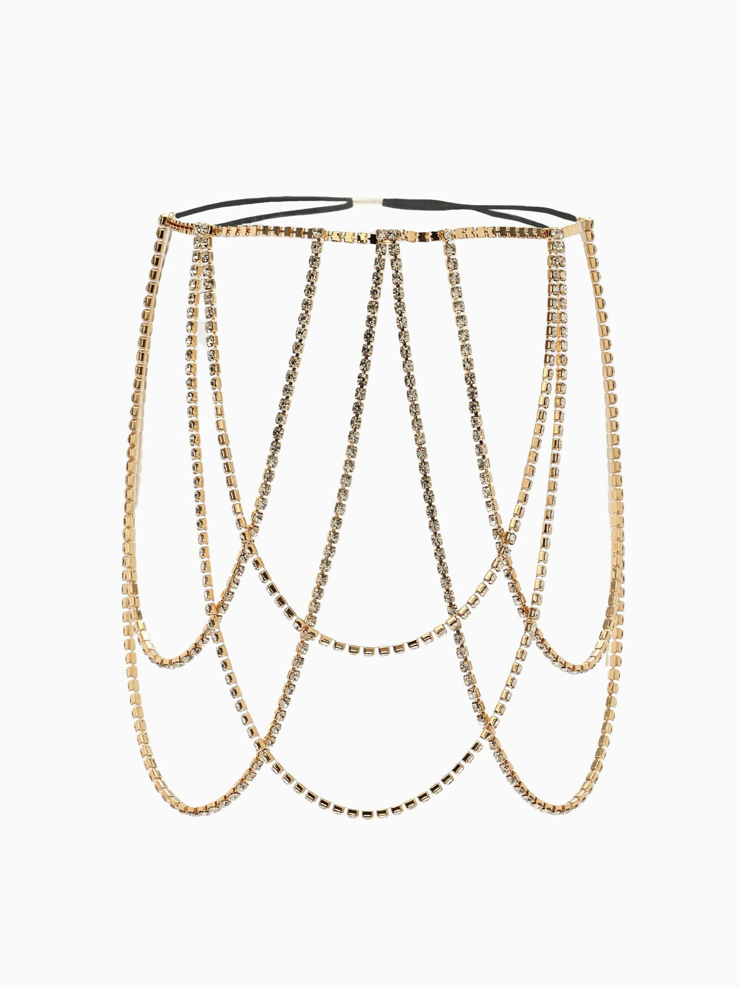 Бодичейн на бедро со стразами, 1 шт. Ярусы, белая.