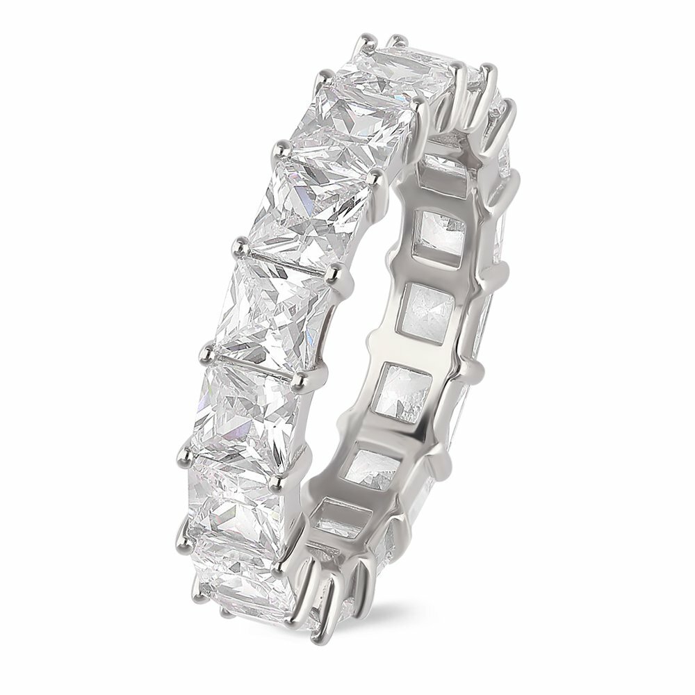 Кольцо дорожка, серебро, 925 проба, родирование, фианит