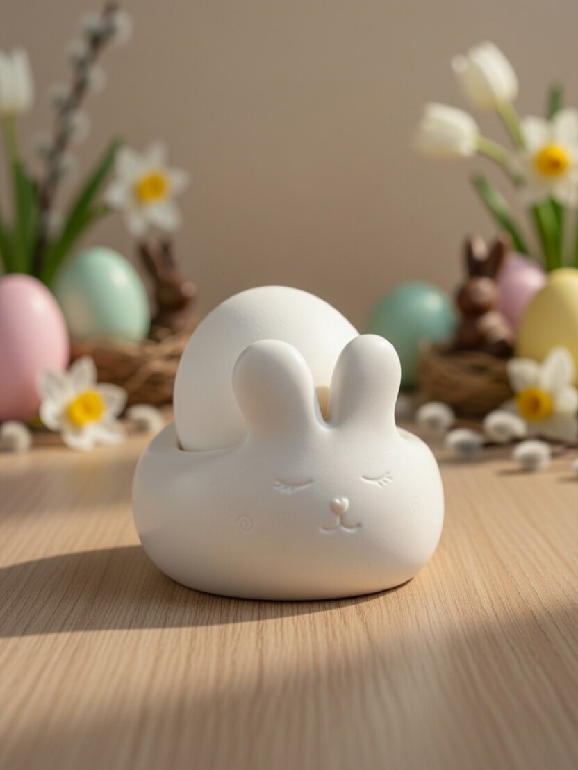 Подставка для яиц, "Кролик", "Зайчик", пасхальный дизайн, гипс, 1 шт