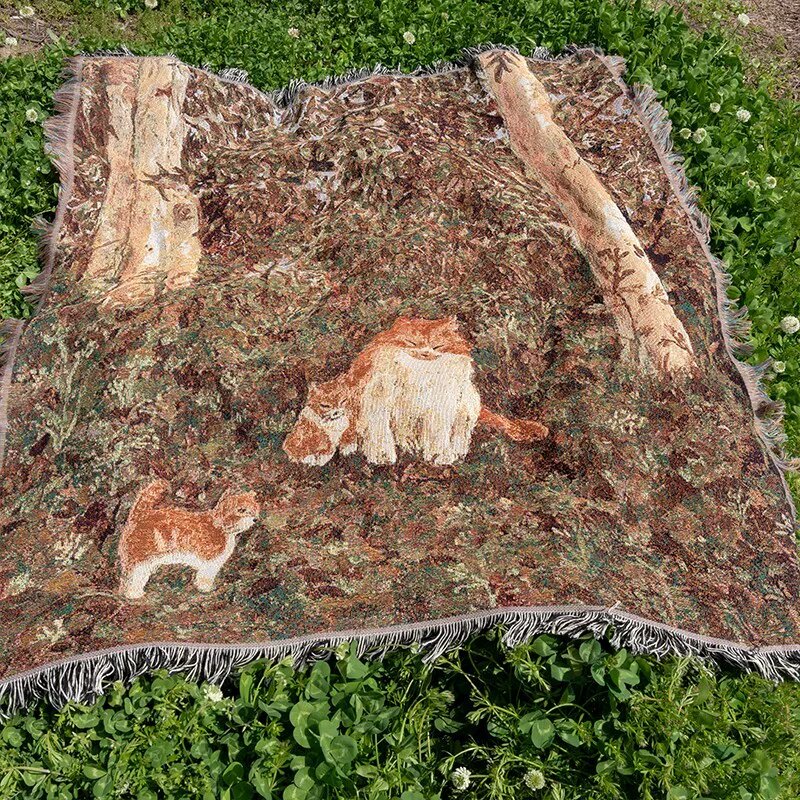 Плед в американском ретро-стиле с лесным пейзажем, декоративный плед для дивана, чехол для подушки, плед для
