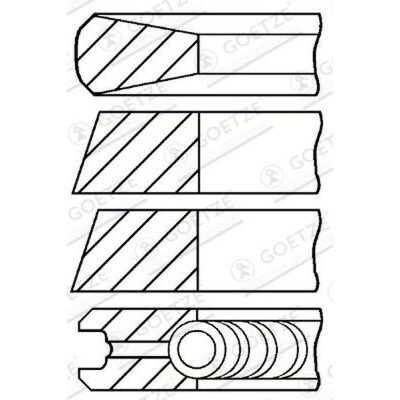 Кольца GOETZE 08-207800-10 Iveco Xxx.26, 30, E30 8210.02, 12, 22, dm137.00 STD 3-3-4-5.5 на 1 поршень