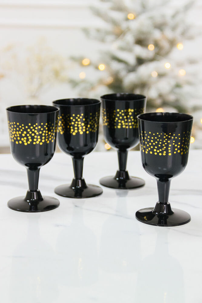 Набор пластиковых бокалов для вина MAGIC PARTY, чёрный, 170 мл, 4 шт, Koopman International 178000520