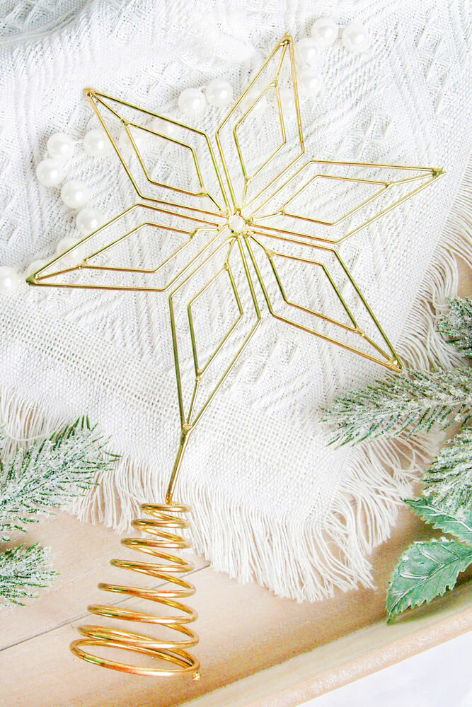 Ёлочная верхушка снежинка финесс, металл, золотая, 30 см, Edelman 1144324