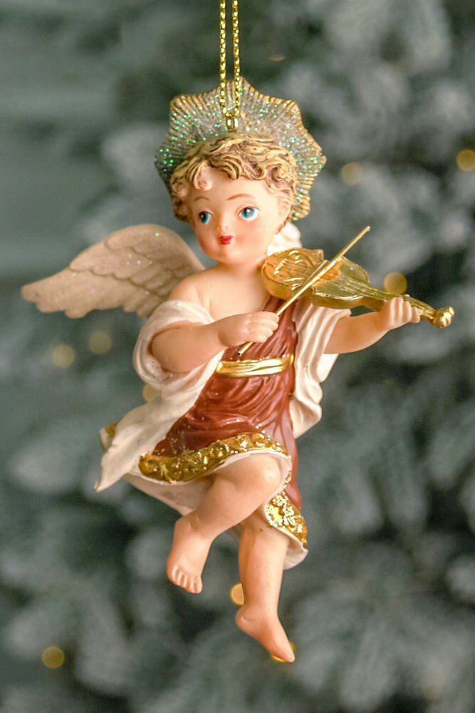 Ёлочное украшение ангел со скрипкой, полистоун, 11 см, Goodwill TR21123-1