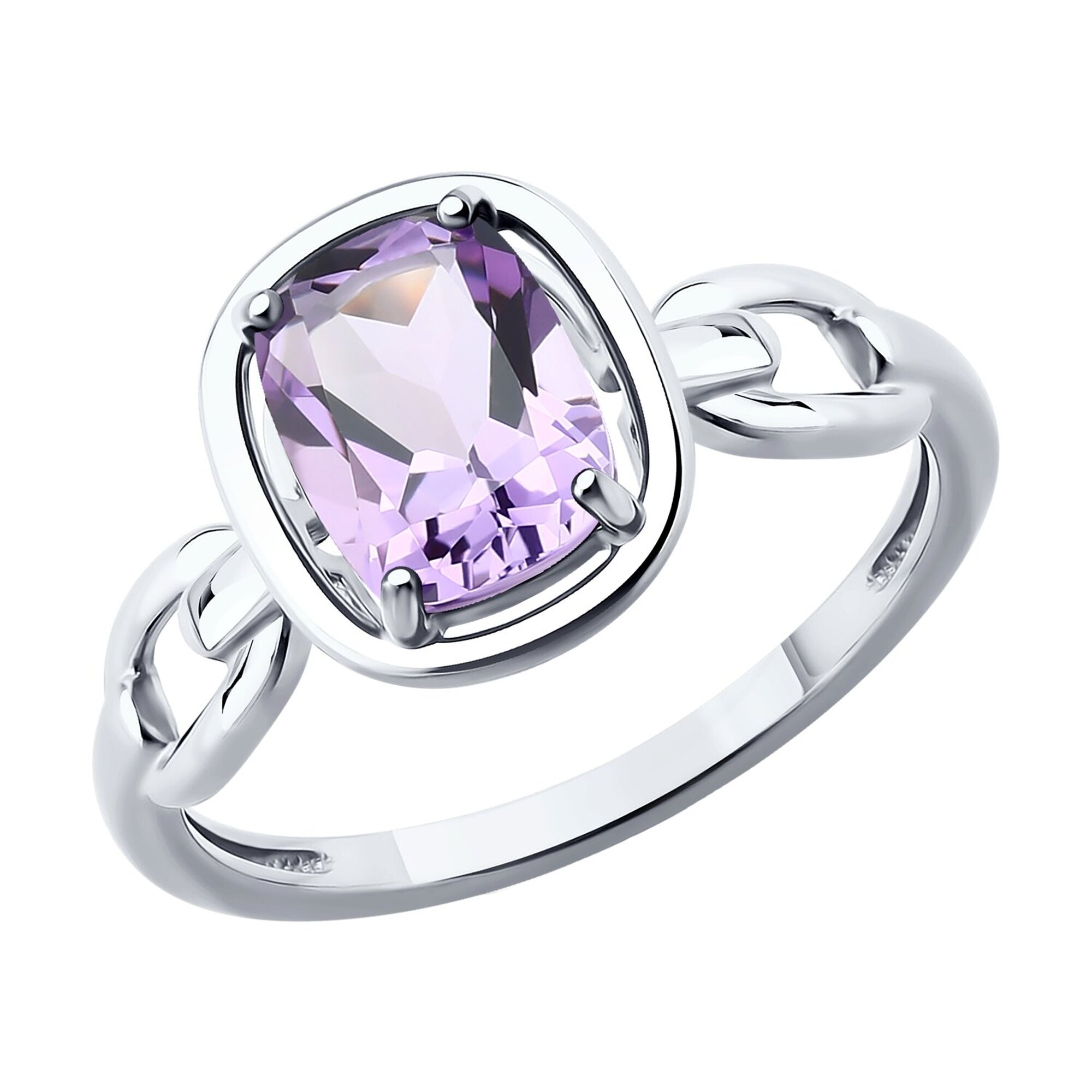 Кольцо Diamant online, серебро, 925 проба, родирование, аметист