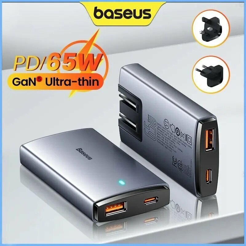 Baseus Зарядное устройство Gan 5 Pro мощностью 65 Вт USB-C Quick Charge Type-C PD Адаптер для быстрой зарядки