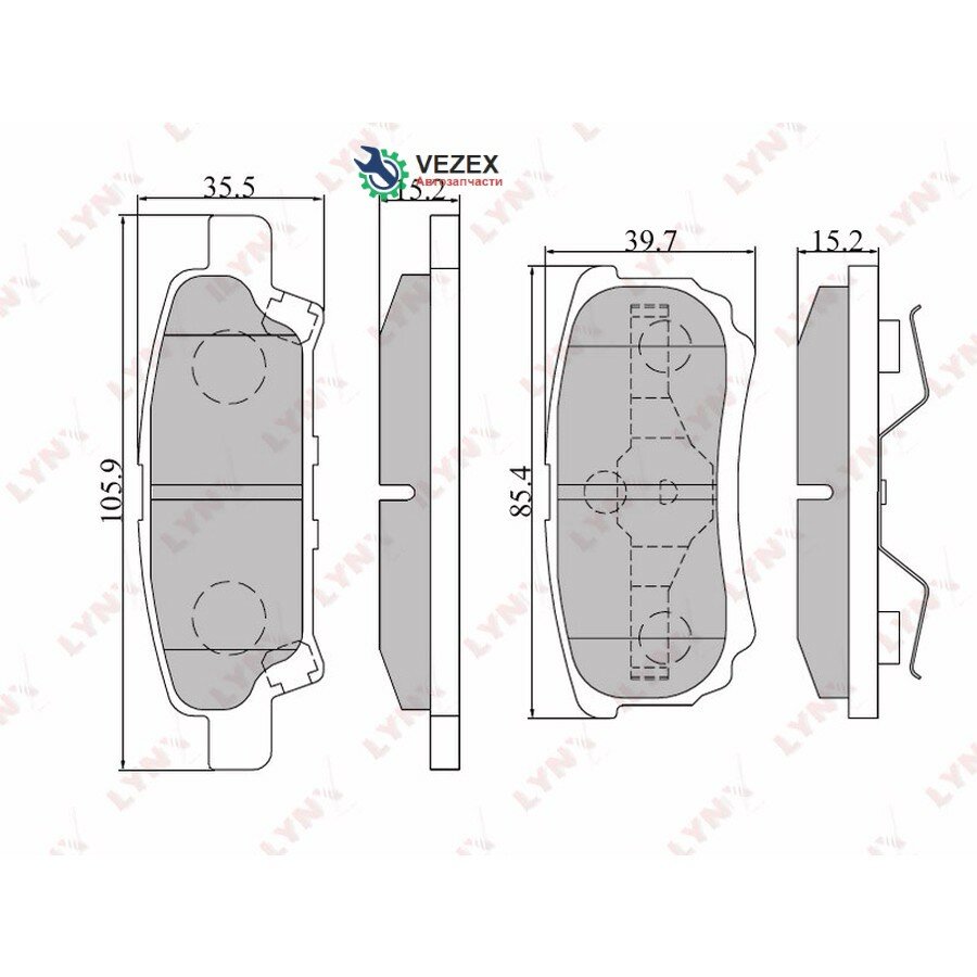 LYNXAUTO BD-5505 Колодки тормозные задние подходит для MITSUBISHI Lancer IX-X 1.5-2.0D 03/Outlander 03 BD-5505