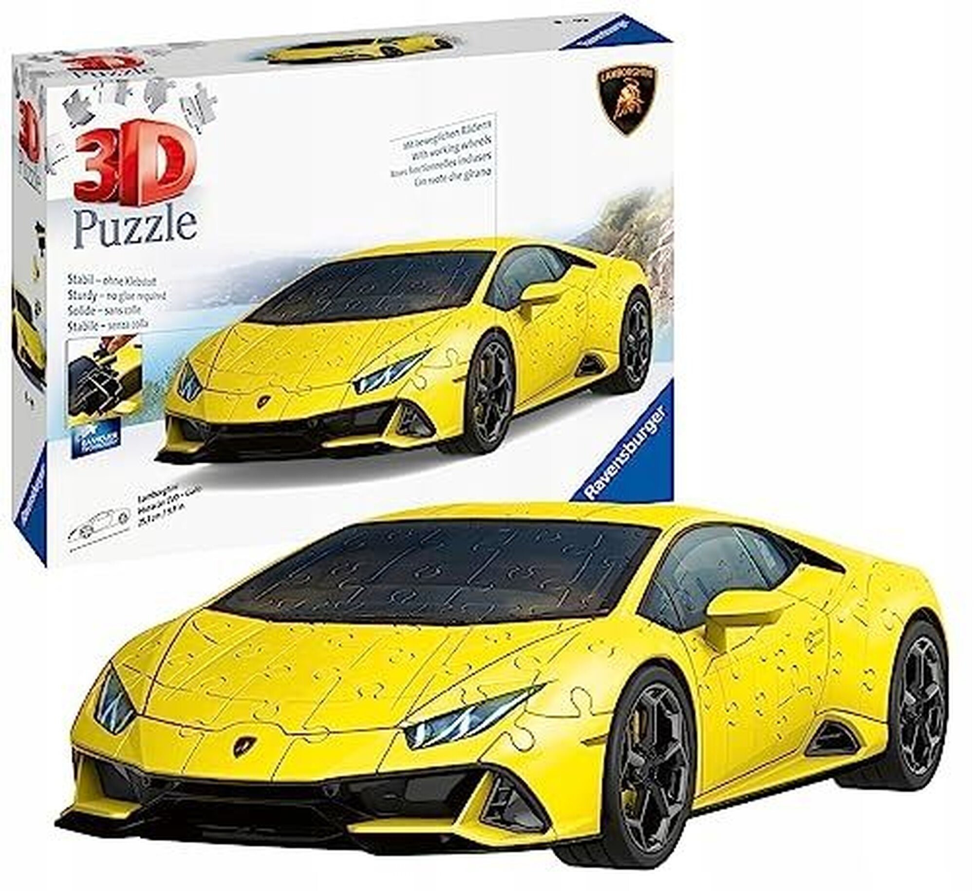 Пазл 3D Ravensburger - Lamborghini Evo Giallo/Ламборджини 3D-пазл, 156 деталей - Равенсбургер 115624