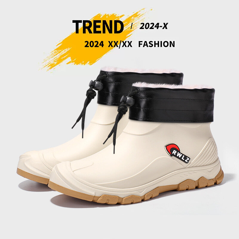 Модные водонепроницаемые мужские резиновые ботинки в корейском стиле, короткие сапоги, городская обувь для ходьбы по воде, обувь для мотоциклистов, грязеотталкивающие забродные ботинки черного цвета. Размер обуви. EU:41