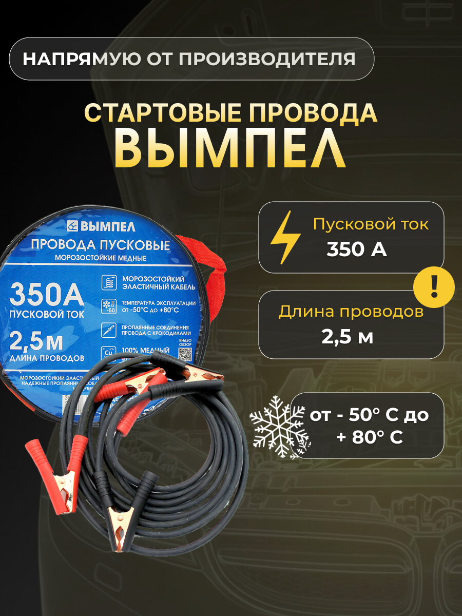 Стартовые провода вымпел орион 350А 2.5 м 5038