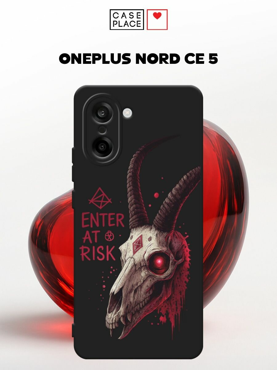 Черный матовый чехол на OnePlus Nord CE 5 / Ван Плас Норд СЕ 5 с принтом Enter at risk