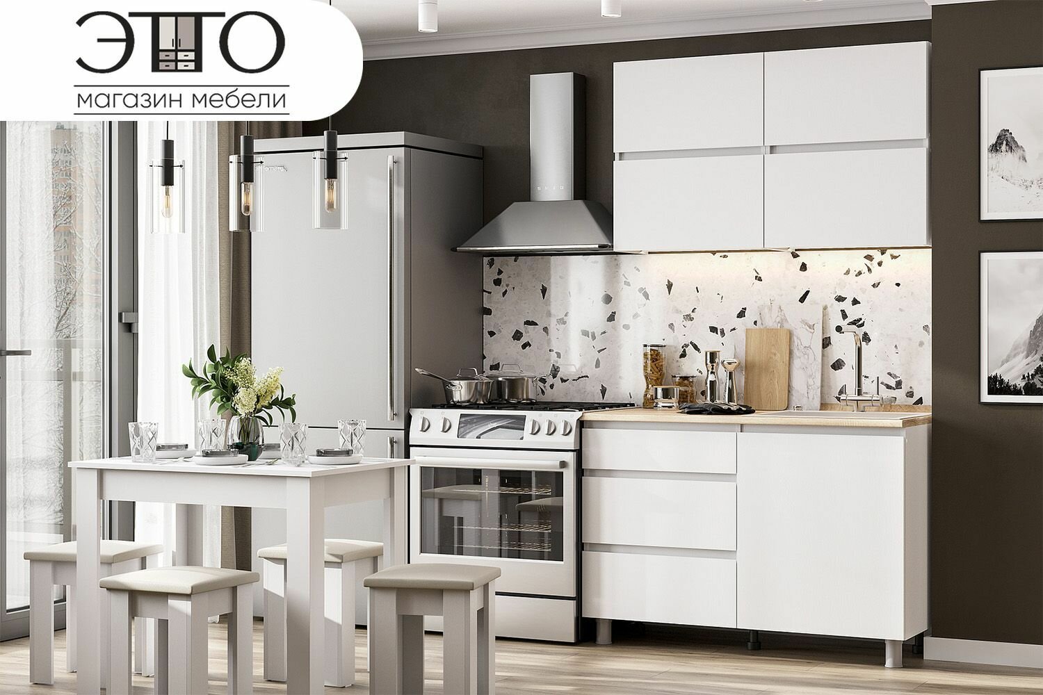 Кухонный гарнитур "Токио", белый 60х120х214 см