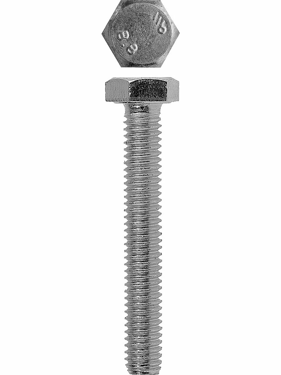 DIN 933, кл. пр. 5.8, M12 х 20 мм, цинк, 5 шт, болт