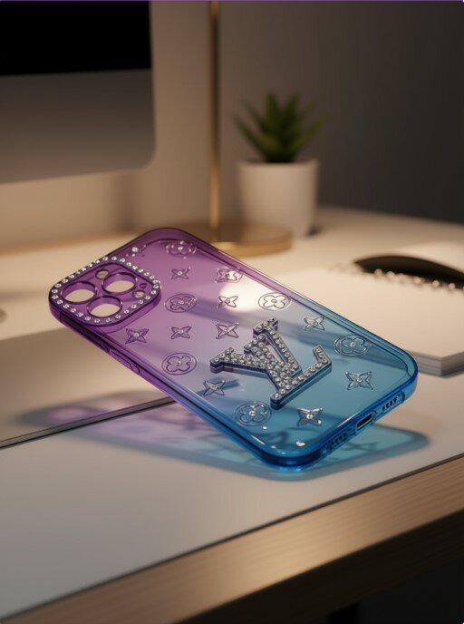 Чехол MyPads для iPhone 11 (простой, обычный) силиконовая крышка с защитой задней камеры со стразами голубой-фиолетовый