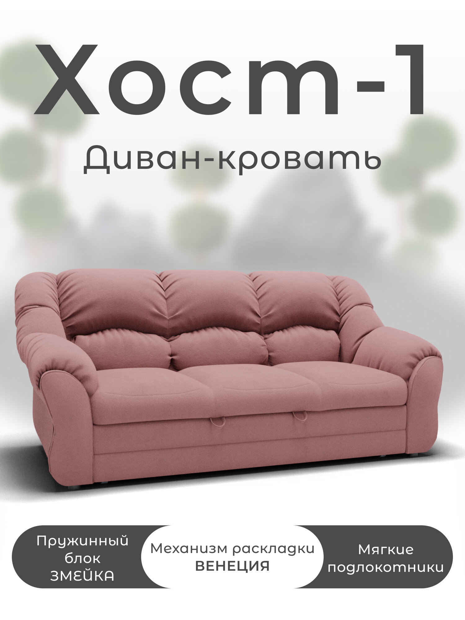 Диван-кровать Хост-1. Механизм - Венеция. Велютта люкс 62