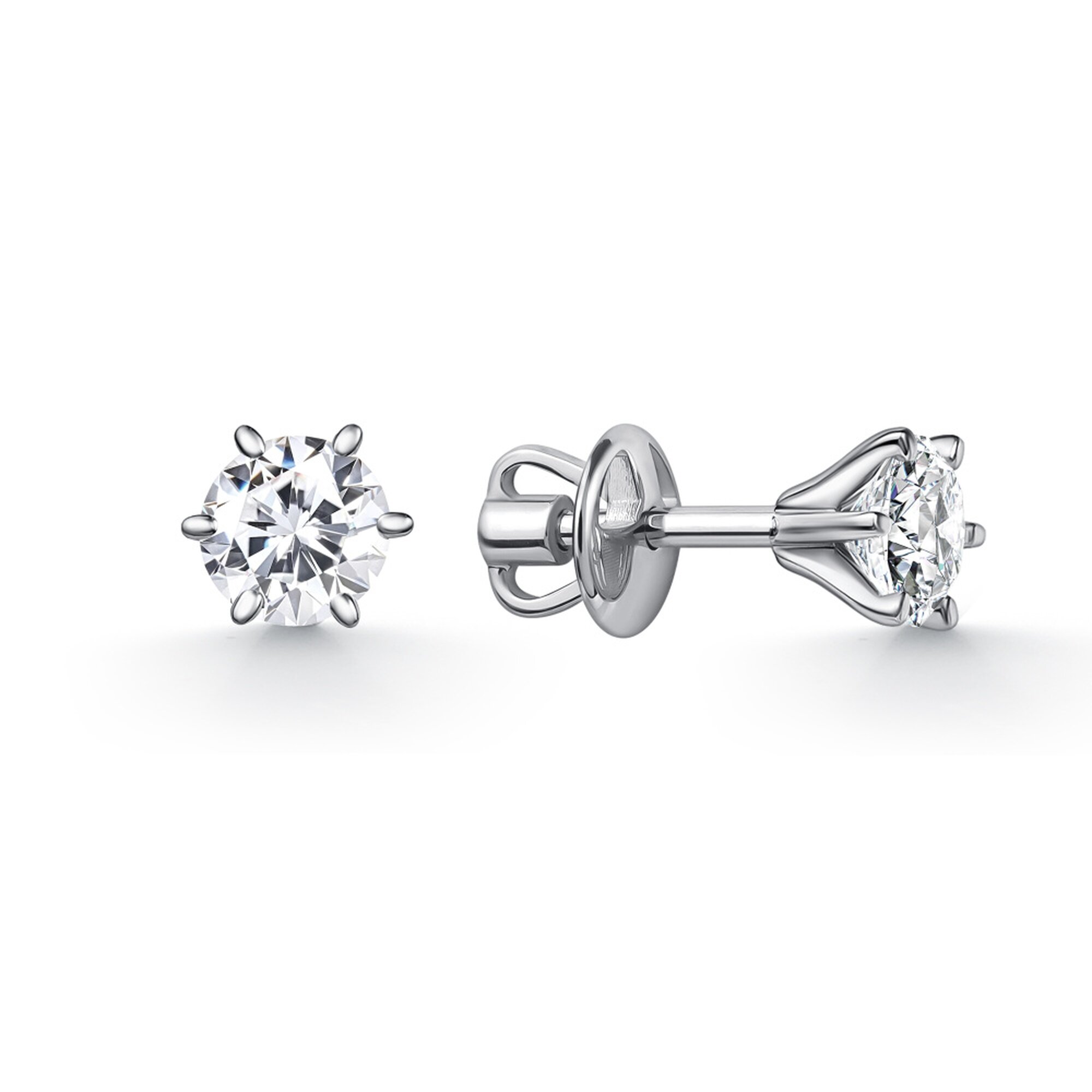 Серьги, белое золото, 585 проба, бриллиант выращенный