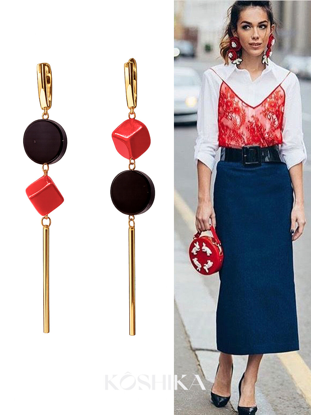 Серьги двусторонние, с подвесками, агат, искусственный камень