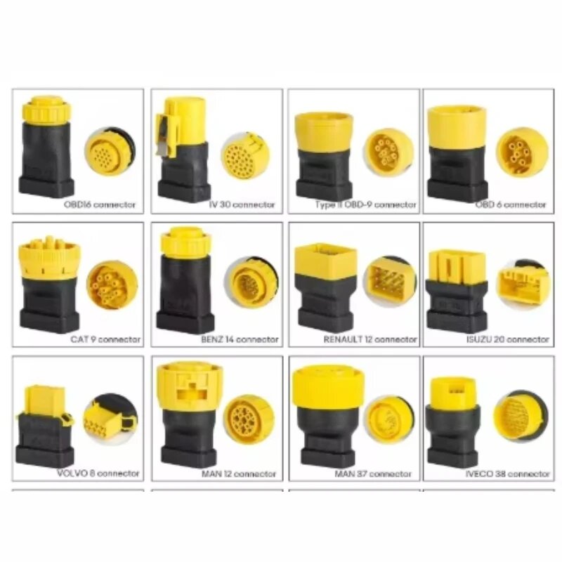 Адаптеры кабелей для тяжелых грузовиков Originla Launch, всего 12 шт, с кабелем OBD1