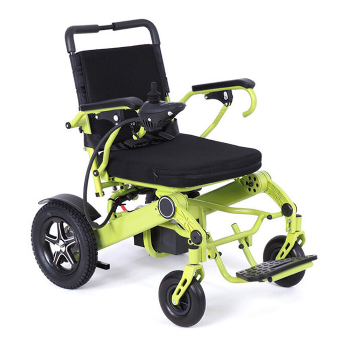 Кресло-коляска инвалидное MET Compact 35 арт. ЕК-106 ширина сиденья 45см (PU) без насоса, зеленый/оранжевый (24225)