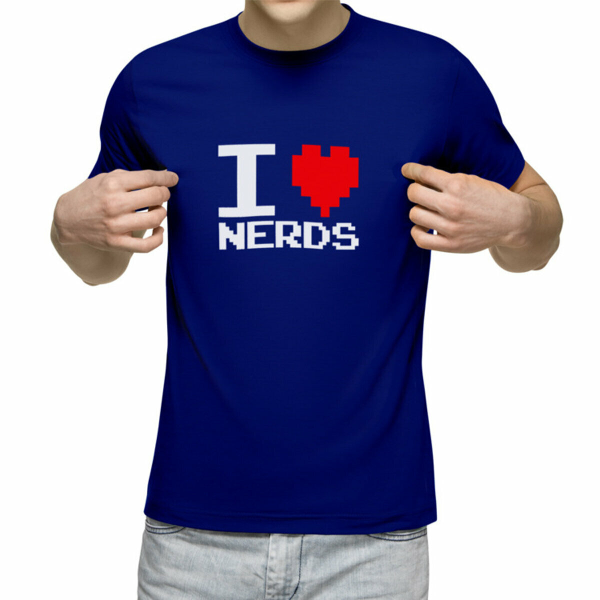 Мужская футболка «i love nerds loser core y2k nerd лузер кор айти it» (синий, XL)