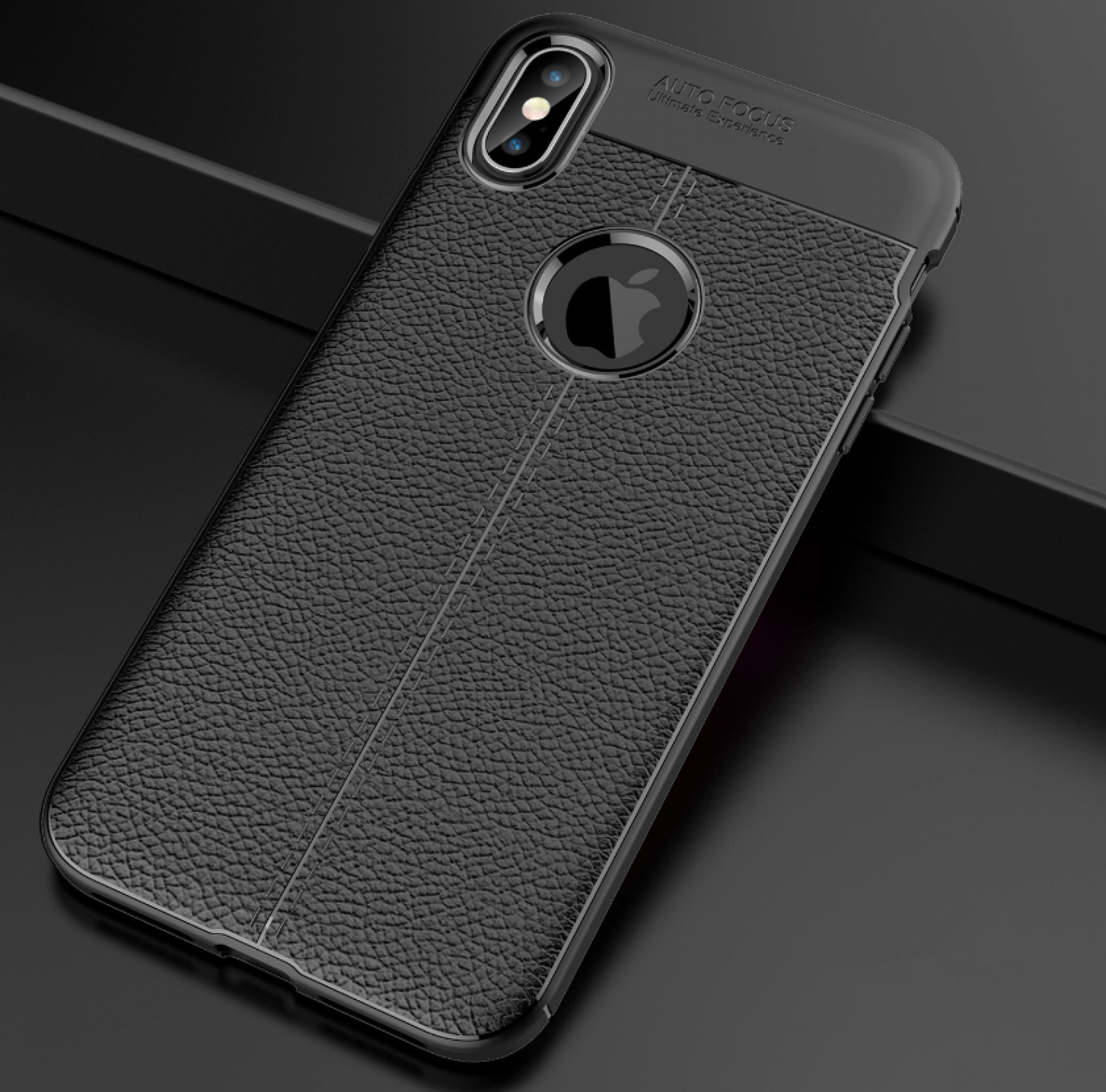 Чехол-накладка MyPads для Apple iPhone XR из износостойкого силикона с тиснением под кожу черный