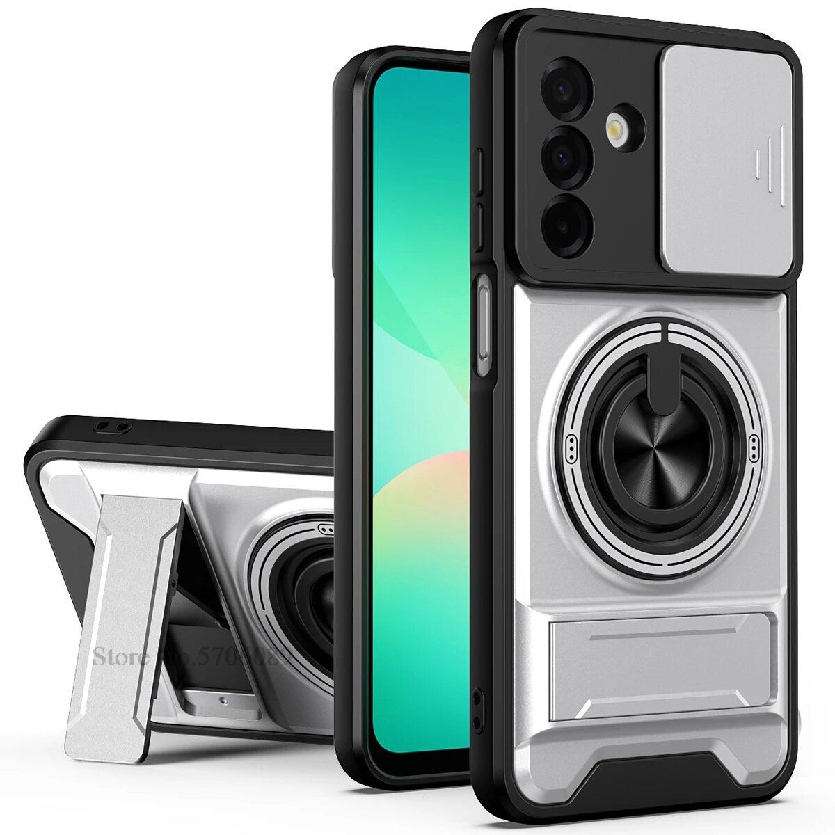 Чехол Silver для Samsung Galaxy A17 5G/4G с кольцом-держателем