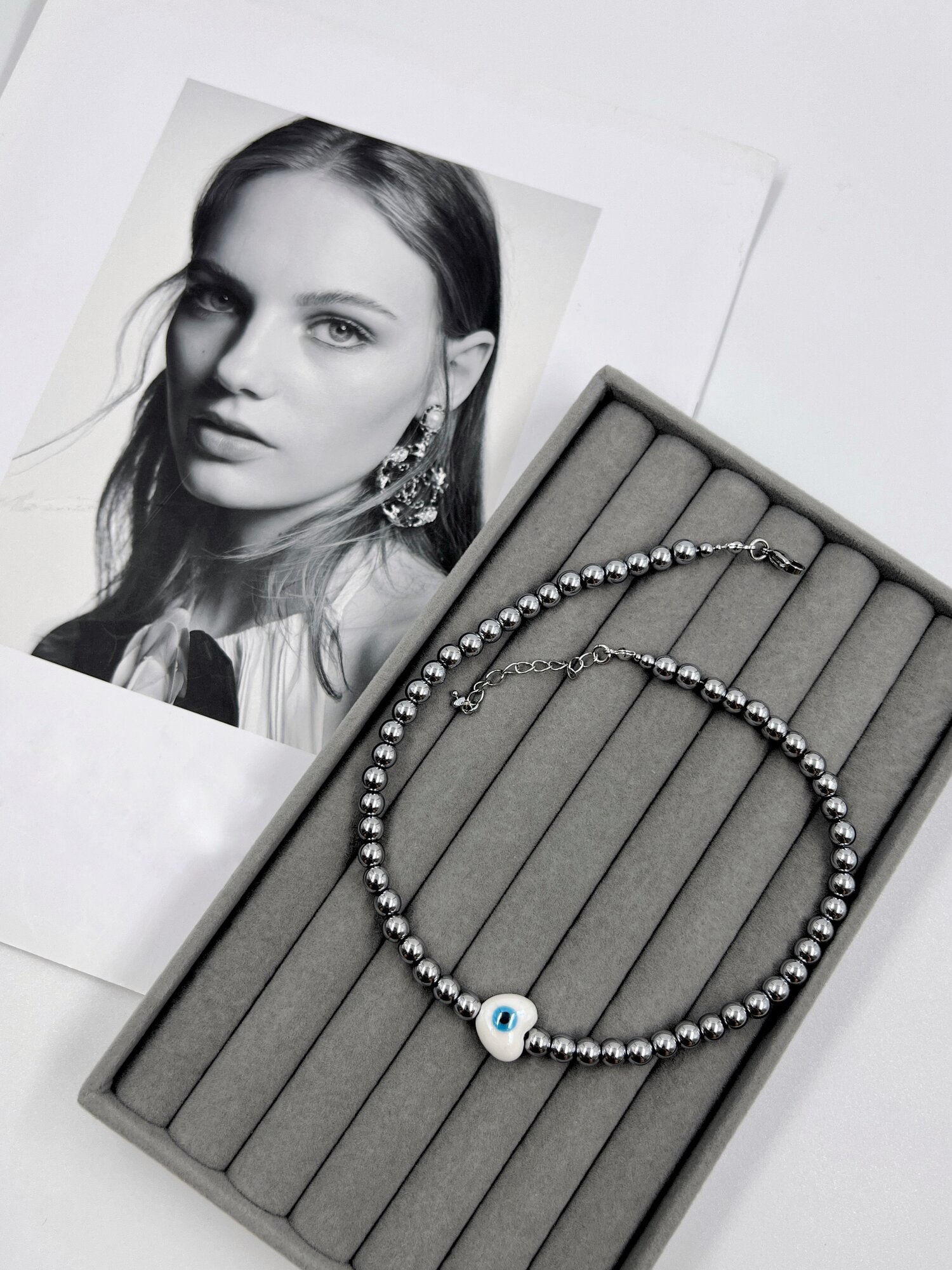 Славянский оберег, колье, гематит, керамика