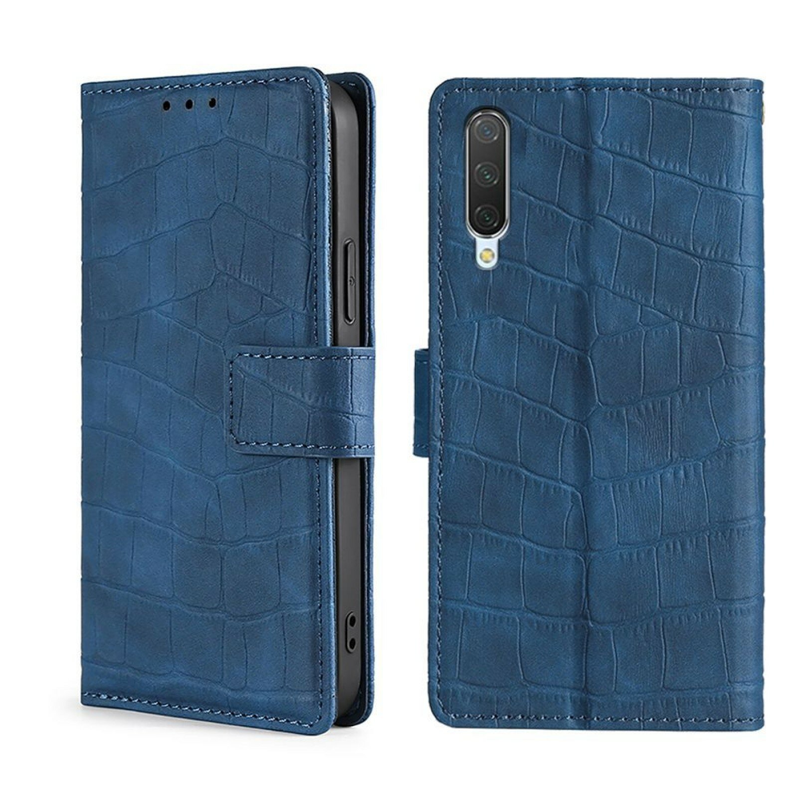 Чехол-книжка MyPads для Xiaomi Mi 9 Lite, Mi A3 Lite, Mi CC9 синий крокодиловая кожа