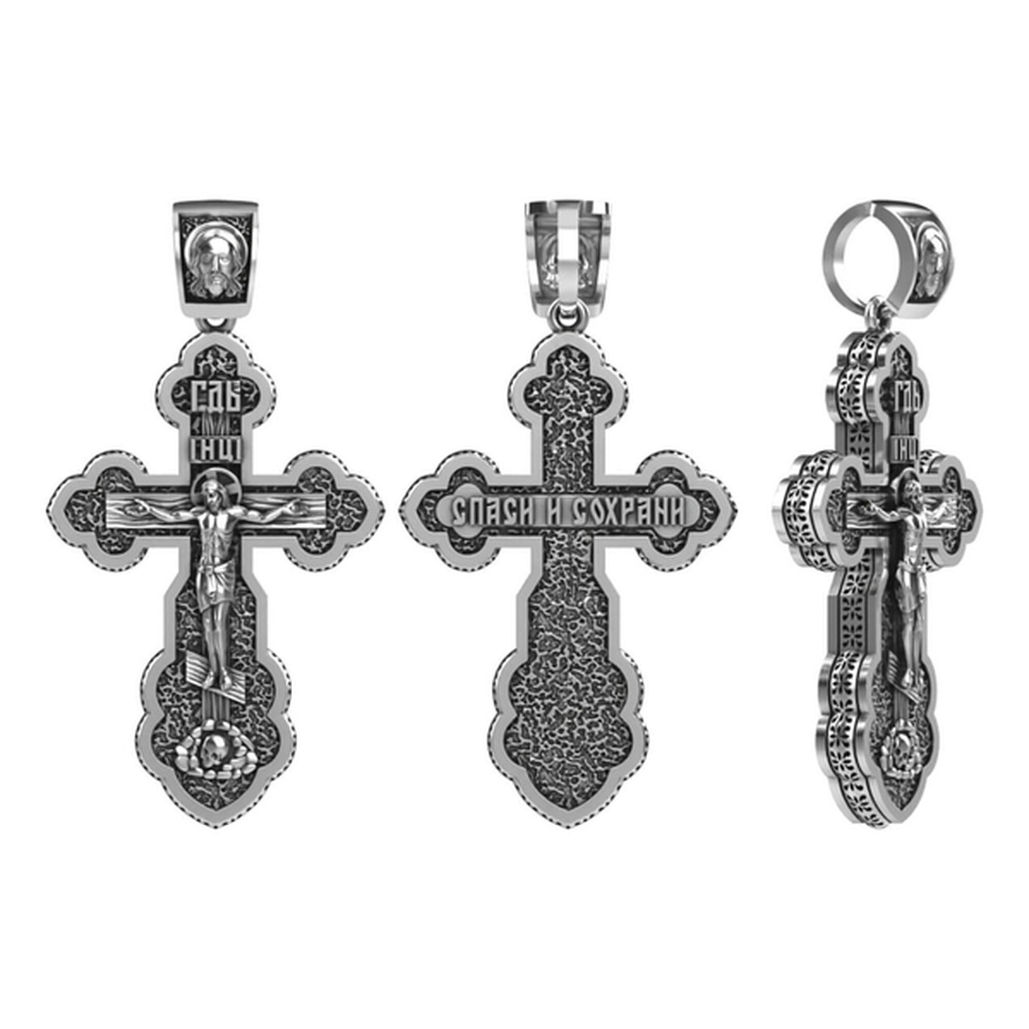 Крестик, серебро, 925 проба, чернение