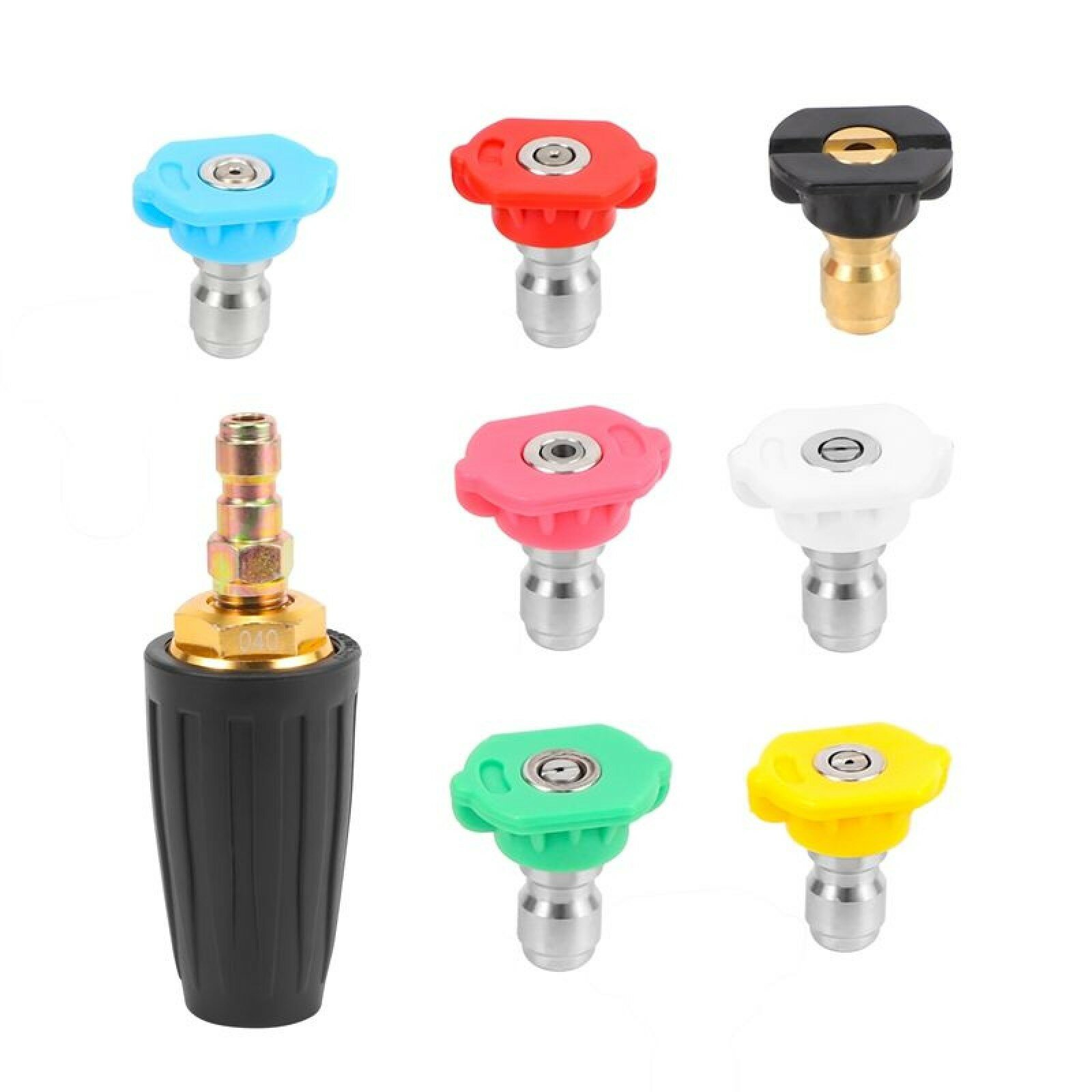 Турбо-форсунка для мойки высокого давления с 7 сменными наконечниками, быстрое соединение 1/4 дюйма