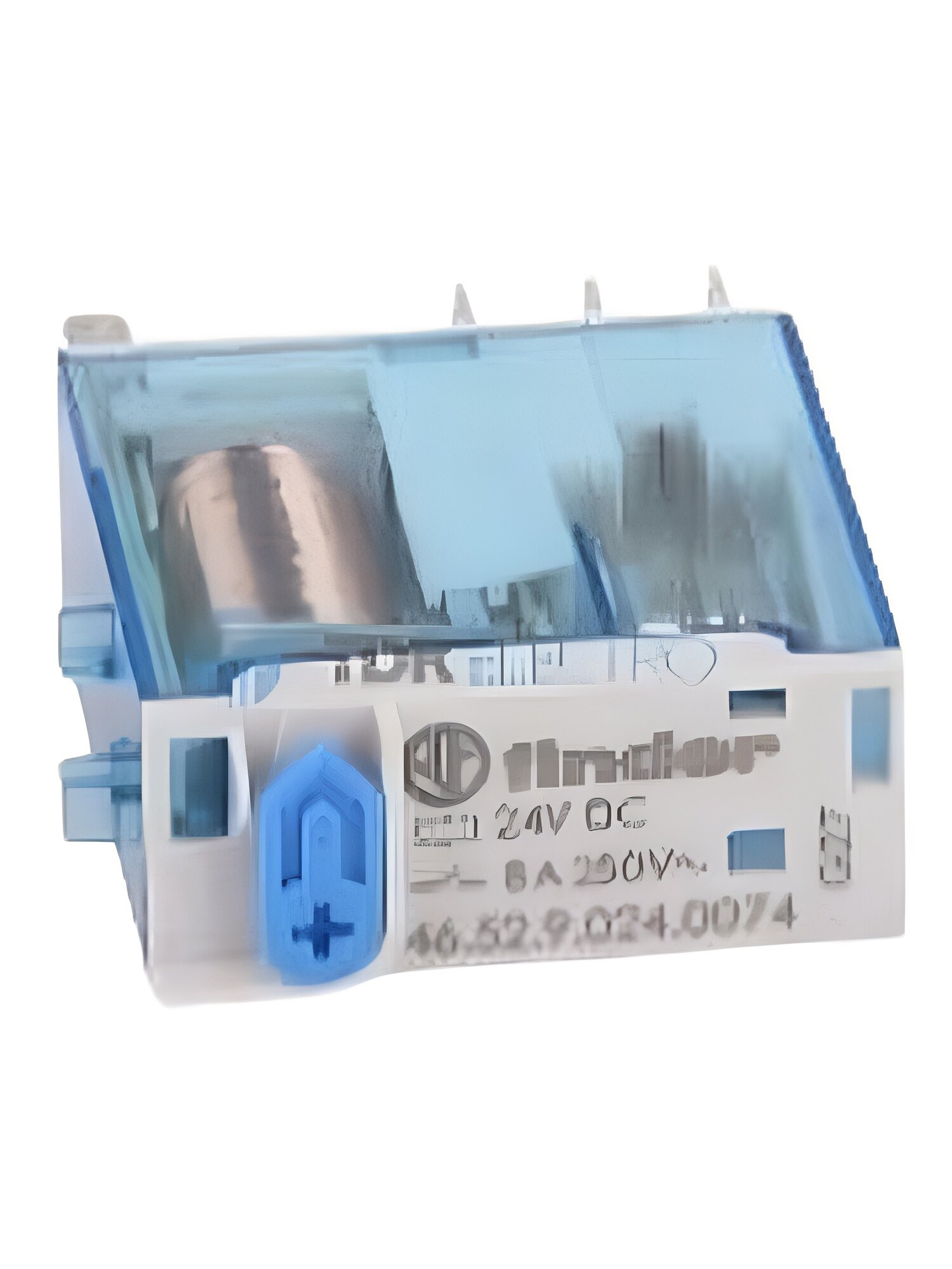 Реле миниатюрное промышленное втычные контакты AgNi 2CO 8A блокируемая кнопка Тест +индикатор FINDER