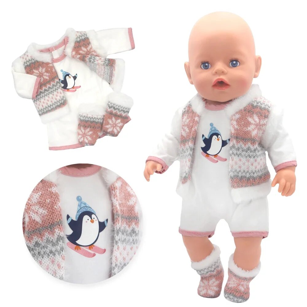 Костюм для куклы Reborn 17" с пингвином, цвет 08