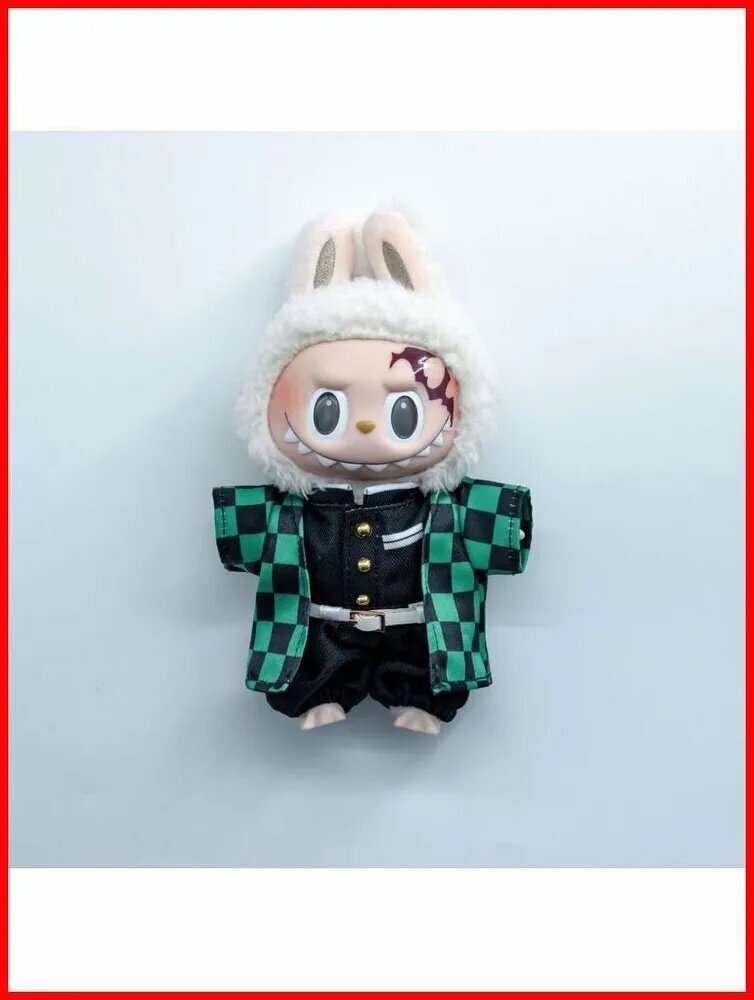 Костюм для куклы Labubu "Клинок, рассекающий демонов" Одежда для куклы Лабубу 1/3 поколения, форма Тандзиро из Отряда уничтожения демонов