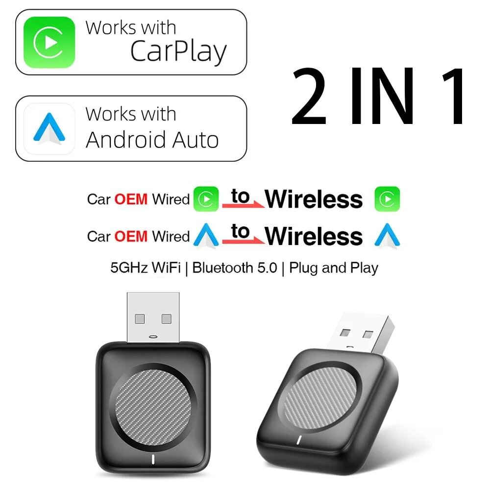 Адаптер Android Auto CarPlay Bluetooth Без Проводов Plug and Play для Штатной Автомагнитолы: ECB15