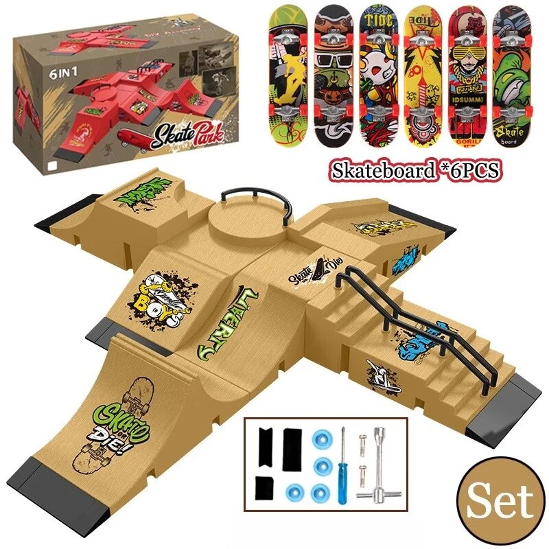 Игрушка для скейтборда на палец, мини-набор направляющих для рампа, скейтборды на кончиках пальцев, спортивная тренировочная модель парка, игра на гриф для детей и взрослых