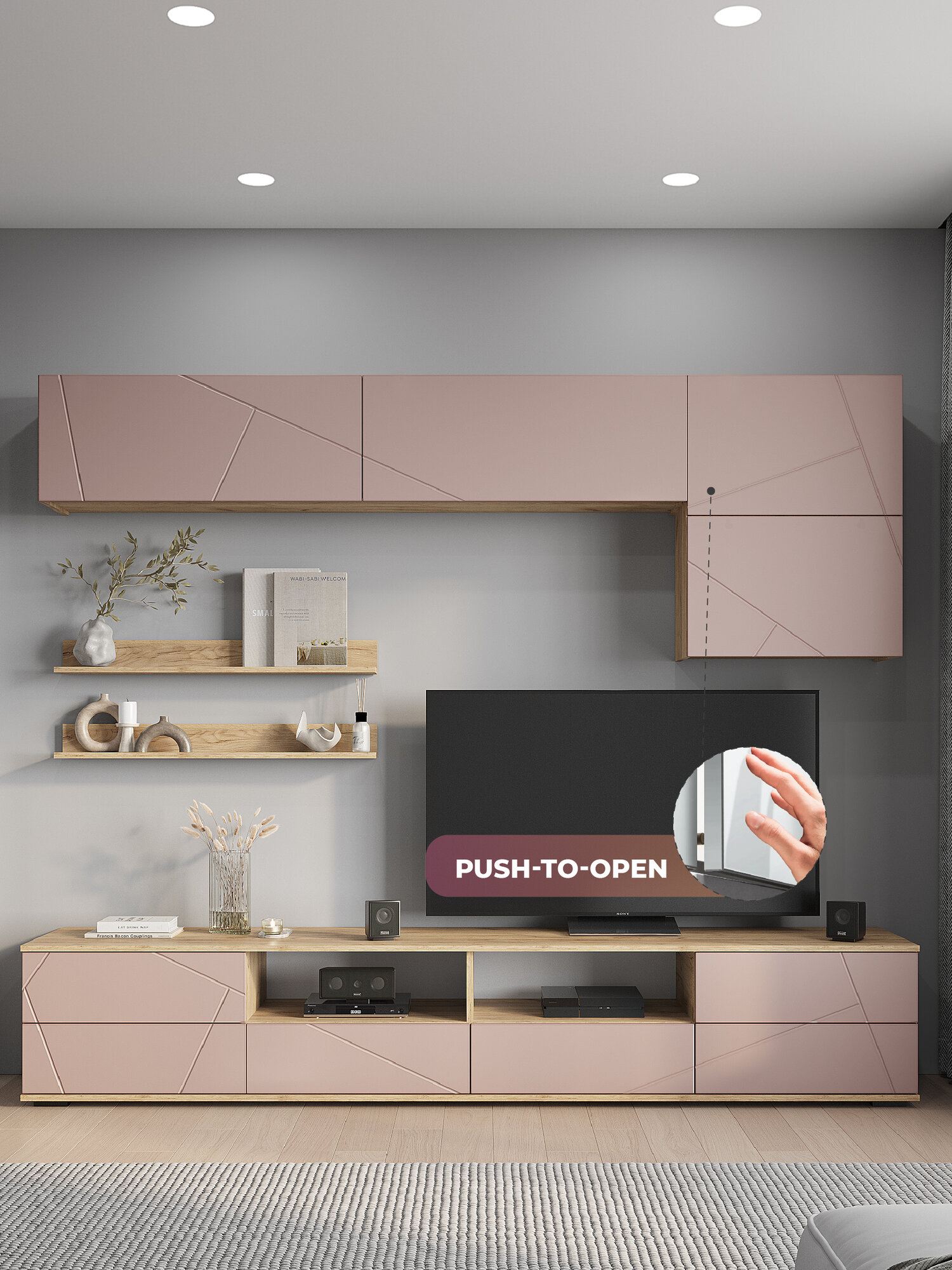 Стенка в гостиную модульная под телевизор "Камелия" , 240х46х200 см