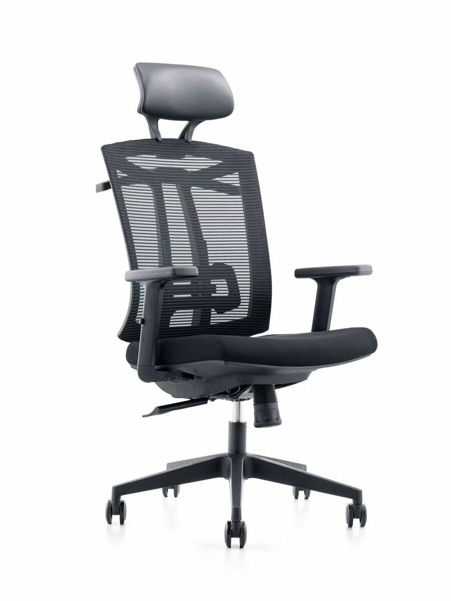 Кресло компьютерное офисное Комфорт-Х, сетка, ткань, черный