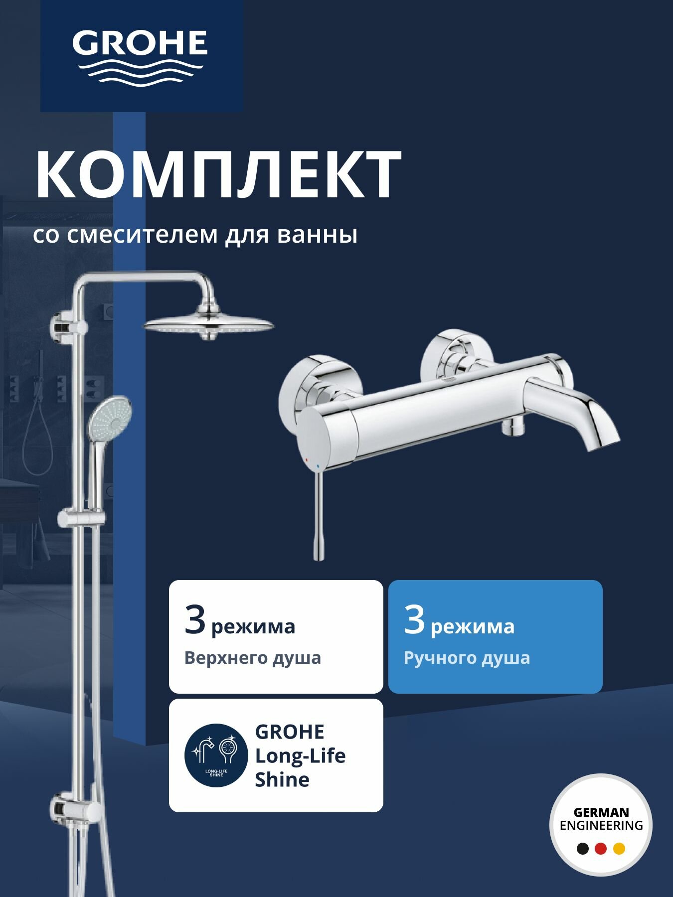 Душевая система для ванны GROHE Euphoria 260 со смесителем (NB0054)
