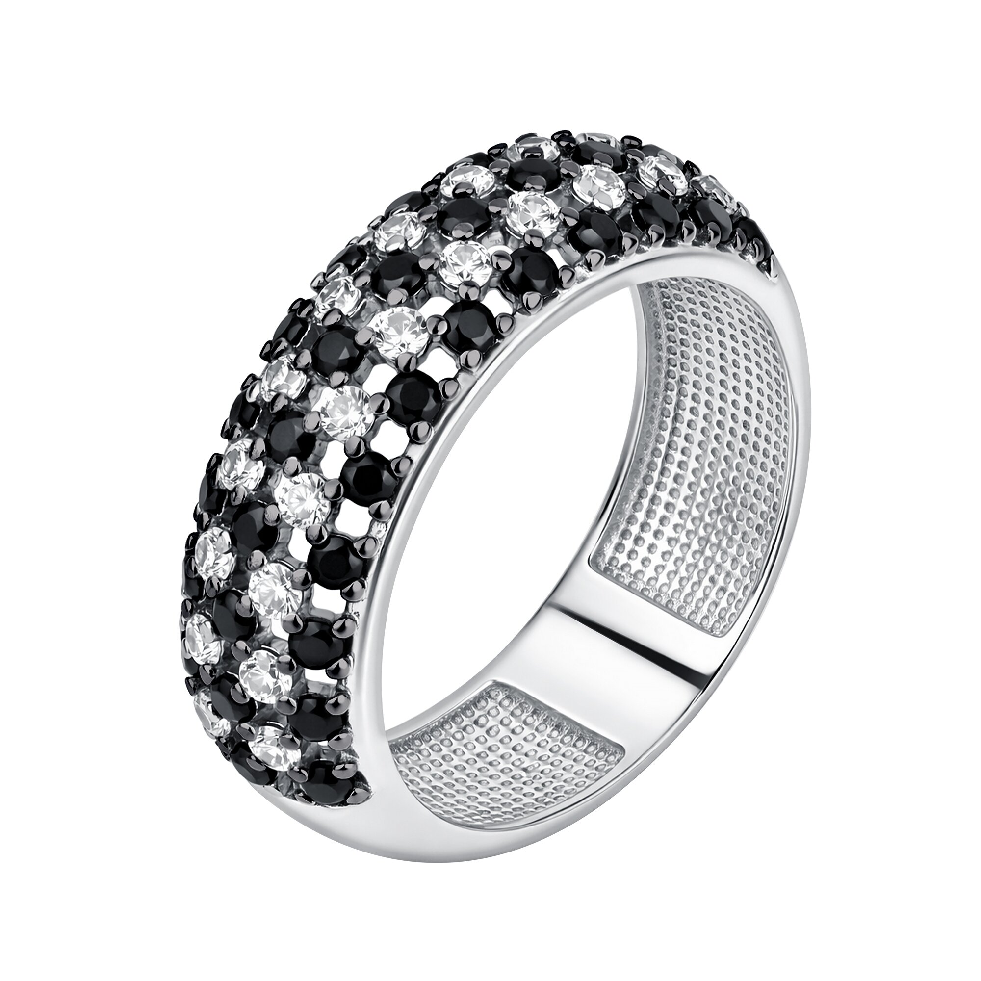 Кольцо, серебро, 925 проба, родирование, фианит, шпинель