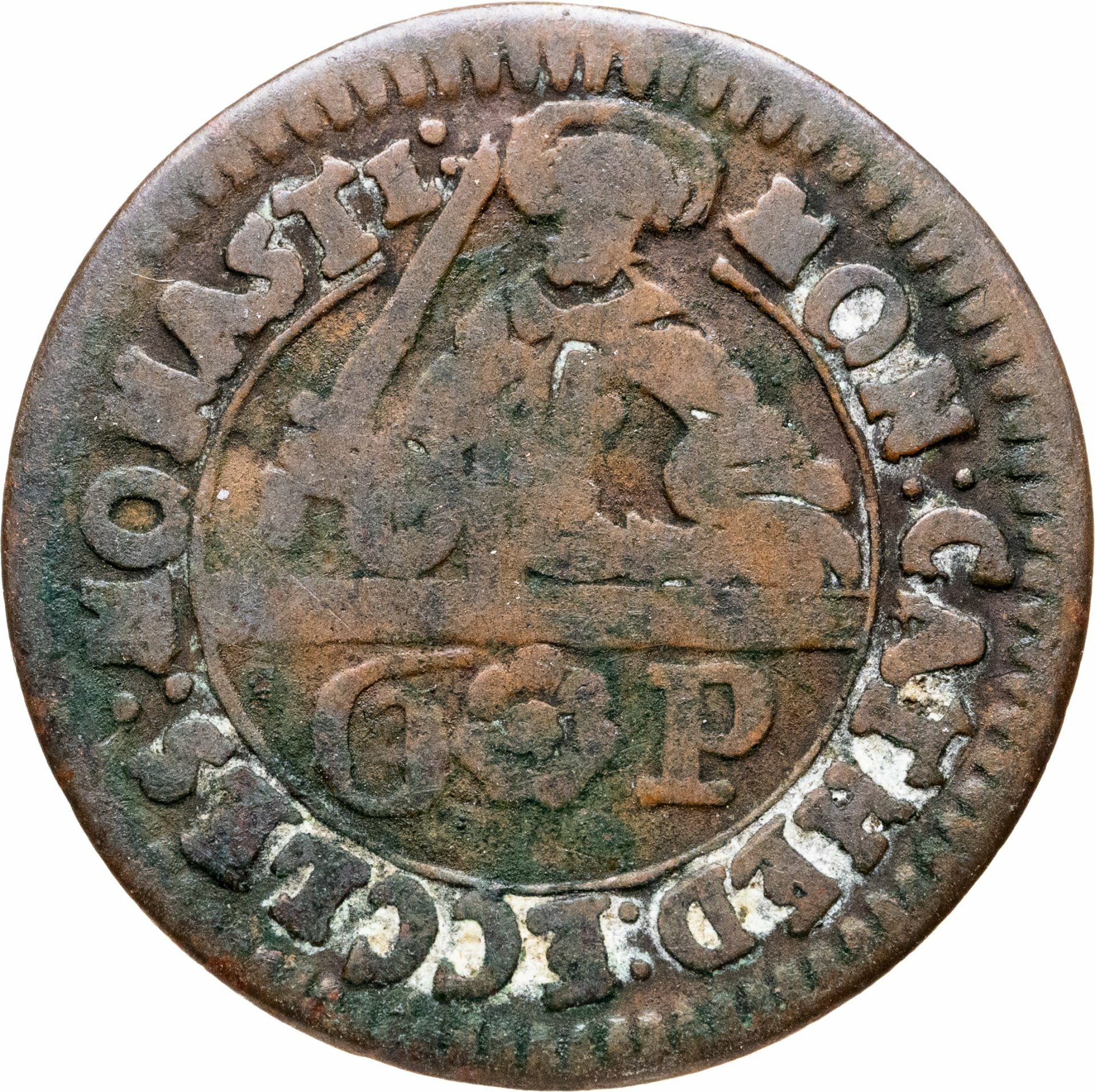 Германия, Мюнстер 6 пфеннигов 1762, Медь, в сохранности VG-F