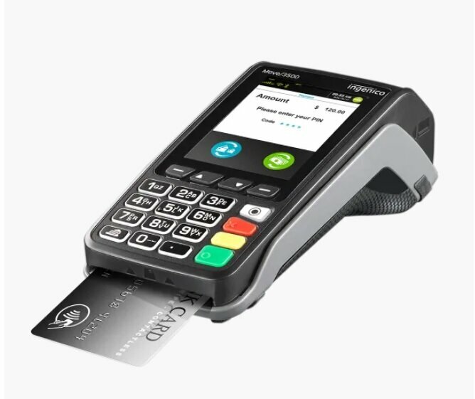 Переносной POS-терминал Ingenico Move 3500 (Original) 3G/ 4G/ 5G для SIM/SAM, WI-FI с действующим банковским сертификатом, гарантия по договору поставки