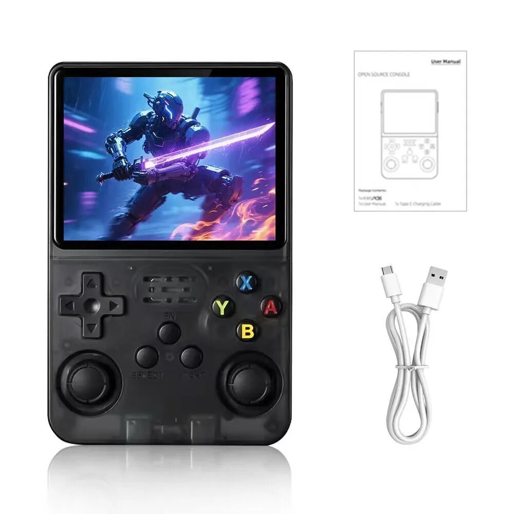 Игровая консоль R36S с прозрачным корпусом — 3.5-дюймовый экран, 64/128 ГБ памяти, эмуляция PSP