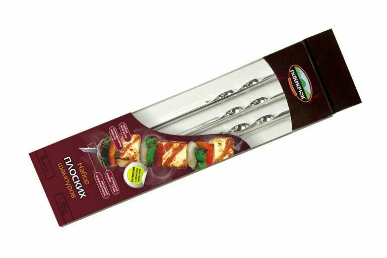 Шампур "Пикничок", сталь 1,5мм, трёхслойное покрытие, 45х1х1,5 см, комплект 6 шт (401-603)