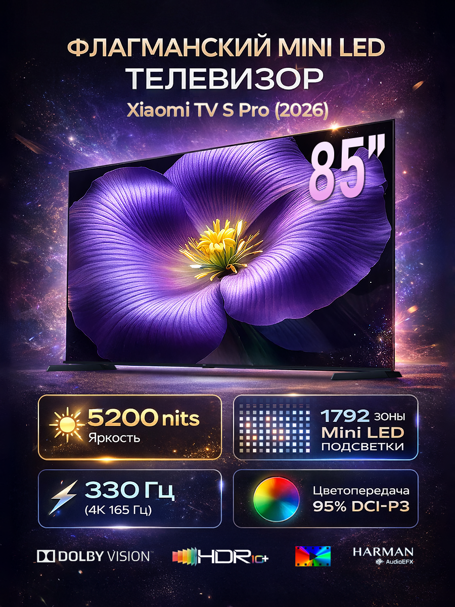 Телевизор Xiaomi TV S Pro 85 Mini LED 2026 (Русское Меню)