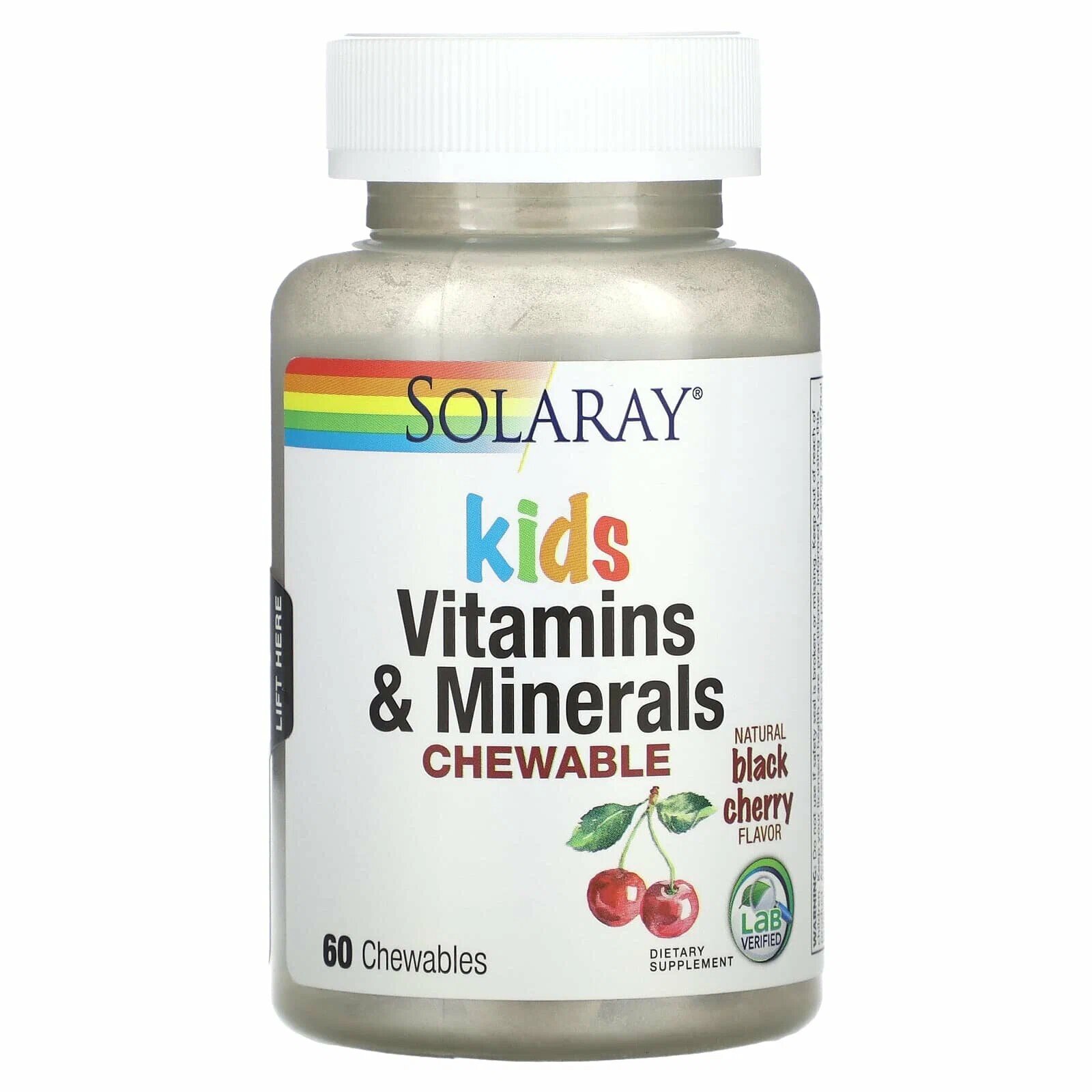 Витамины для детей, вишня, 120 жевательных таблеток, Solaray Kids Vitamins Minerals Chewable Детские витамины и минералы