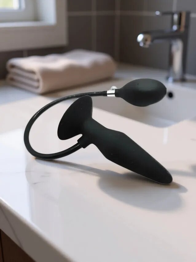 Классическая анальная пробка с подкачкой Toy Joy, ПВХ, черный, 13,5 см